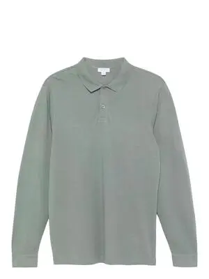 Sunspel Long-sleeve Piqué Polo Shirt - Green
