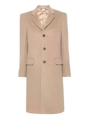Aspesi Single-breasted Alpaca Wool-blend Coat - Neutrals