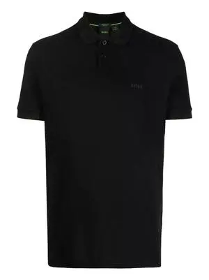 BOSS Logo-embroidered Cotton Polo Shirt - Black