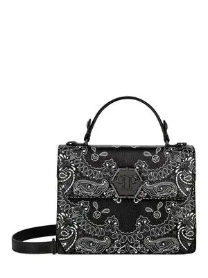 Philipp Plein Medium Superheroin Paisley Leather Bag - Black