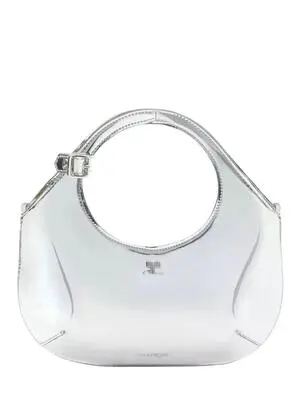 COURREGES Mini Holy Metallic-effect Tote Bag - Silver