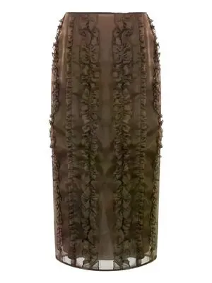 Cecilie Bahnsen Ocean Midi Skirt - Brown
