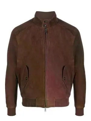 BARACUTA G9 Harrington Panelled Suede Jacket - Brown