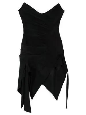 MUGLER Asymmetric Bustier Mini Dress - Black