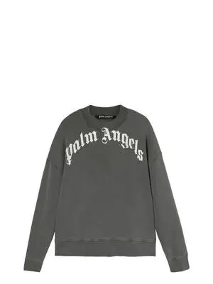 Palm Angels Logo-print Cotton Sweatshirt - Grey