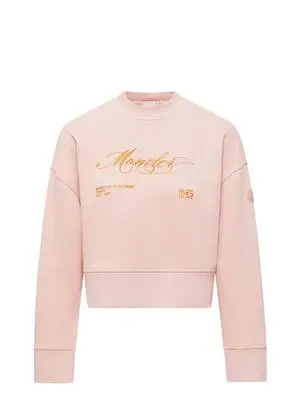 Moncler Embroidered Cotton Fleece Sweatshirt - Pink