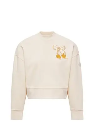 Moncler Embroidered Cotton Fleece Sweatshirt - White