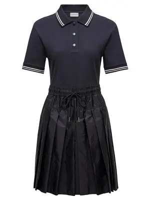 Moncler Cotton Piquet Polo Shirt Dress - Blue