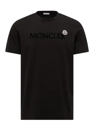 Moncler Moncler Flocked Logo Cotton T-shirt Black