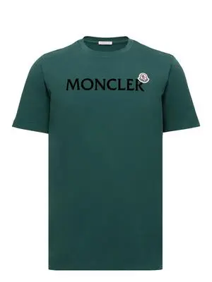 Moncler Moncler Flocked Logo Cotton T-shirt Green