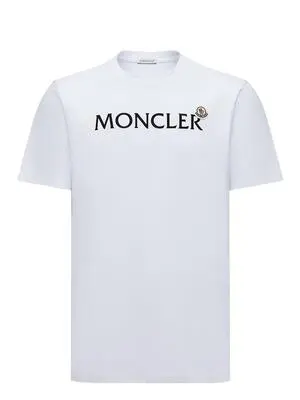Moncler Moncler Flocked Logo Cotton T-shirt White