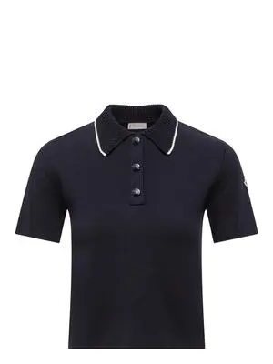 Moncler Knit Cotton Polo Shirt - Blue