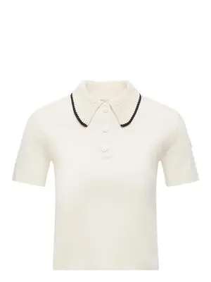Moncler Knit Cotton Polo Shirt - White