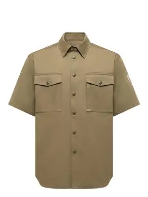 Moncler Cotton Gabardine Short Sleeve Shirt - Green