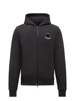 Moncler Cotton Zip-up Hoodie With Logo - Black