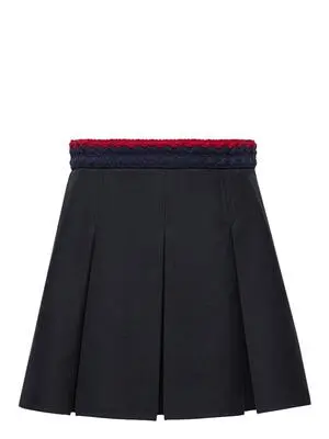 Moncler Cotton Gabardine Pleated Mini Skirt - Blue