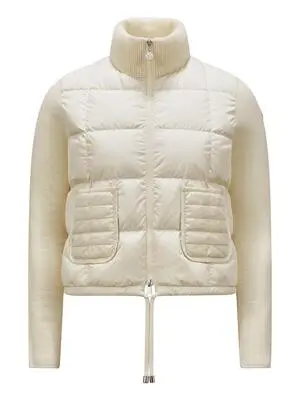 Moncler MONCLER COLLECTION Square-Quilted Padded Wool Zip-Up Cardigan White