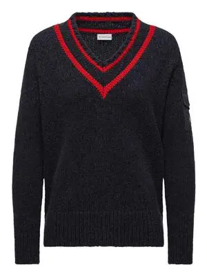 Moncler Padded V-neck Cotton & Wool-blend Sweater - Blue
