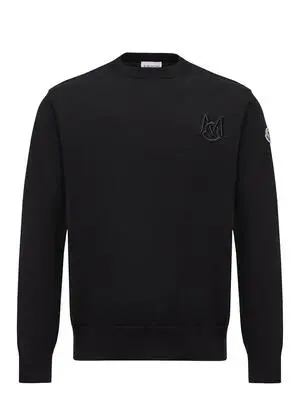 Moncler Embroidered Monogram Cotton Sweater - Black