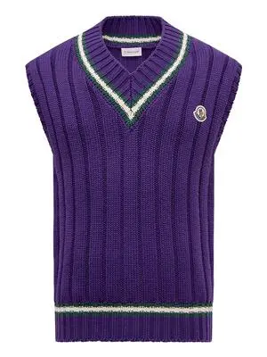 Moncler Wool And Cotton V-neck Vest - Purple