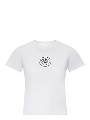 Moncler Embroidered Heart Logo Cotton T-shirt - White