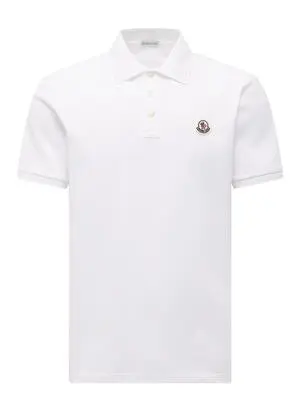 Moncler Logo Patch Cotton Piquet Polo Shirt - White