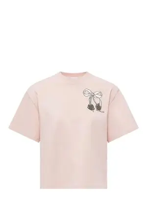 Moncler Embroidered Cherry Logo Cotton T-shirt - Pink