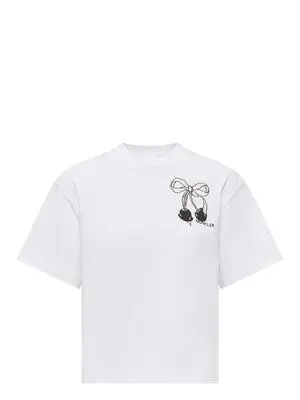Moncler Embroidered Cherry Logo Cotton T-shirt - White