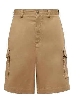 Moncler Cotton Gabardine Cargo Shorts - Beige