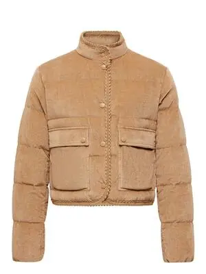 Moncler Essarts Corduroy Down Jacket With Braided Trim - Beige