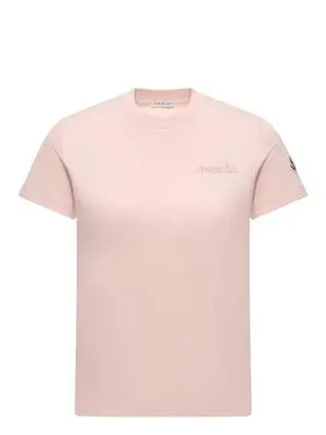 Moncler Beaded Logo Cotton T-shirt - Pink