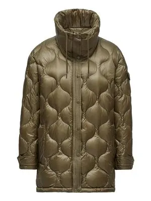 Moncler Lombi Hooded Mid-length Down Jacket - Green