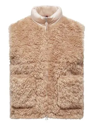 Moncler Planeze Teddy Down Vest - Beige