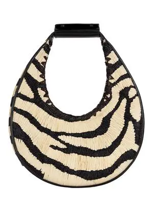 Staud Moon Tote Bag - Zebra Raffia