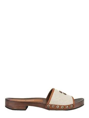 Miu Miu Clog Sandal - Naturale & Brandy