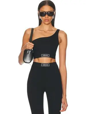 Versace One Shoulder Sports Bra - Black