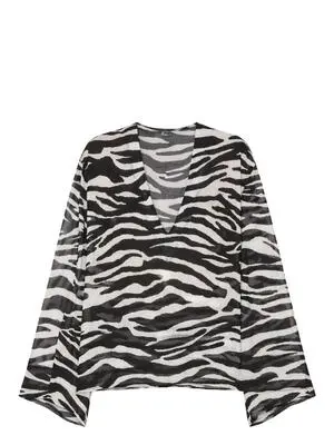 Attico Zebra Printed Top - White & Black