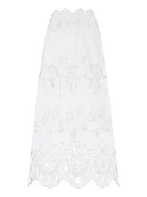 Dolce & Gabbana Calf-length Cotton Poplin A-line Skirt With Cut-out Detailing - White