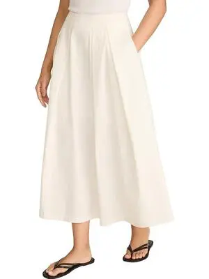 REBECCA TAYLOR Linen Cotton Ottoman Midi Skirt