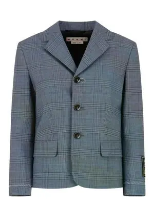 Marni Checked Blazer - Blue