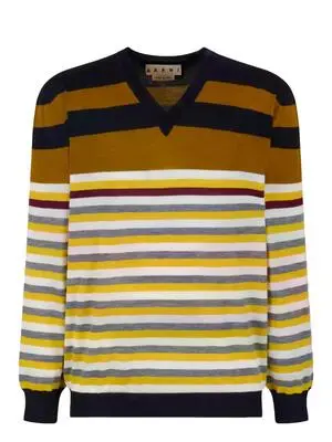 Marni Striped V-neck Sweater - Yellow