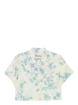 Agua Bendita Floral-print Linen Shirt - Neutrals