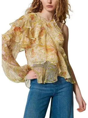 TWINSET Floral-print Silk Blouse - Yellow