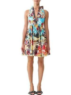 Camilla Camilla Ruffle Hem Halterneck Mini Dress Bathing Bombshell