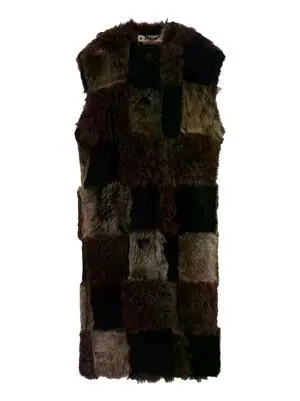 Marni Faux Fur Patchwork Gilet - Brown
