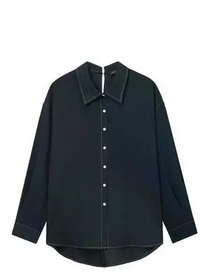 TOUT A COUP Contrast-stitch Button-up Shirt - Blue