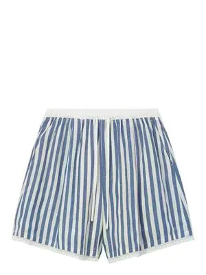 TOUT A COUP Striped Cotton Shorts