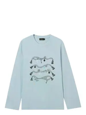 TOUT A COUP Graphic-print Long-sleeve T-shirt - Blue