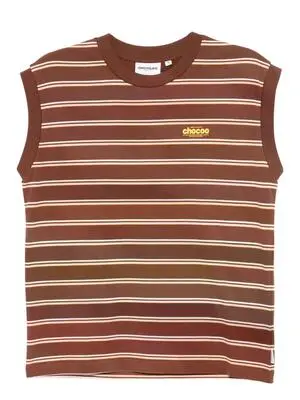 CHOCOOLATE Striped Tank Top Brown