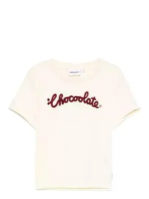 CHOCOOLATE Logo-embroidered T-shirt - Neutrals